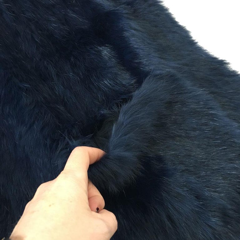Unsigned Scarf in Dark Blue Rabbit Fur For Sale at 1stDibs