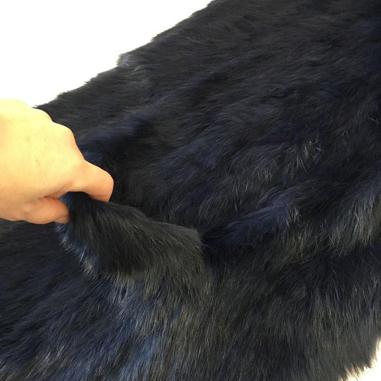 Unsigned Scarf in Dark Blue Rabbit Fur For Sale at 1stDibs
