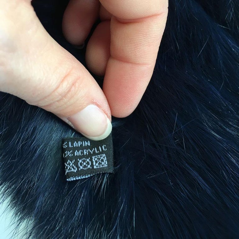 Unsigned Scarf in Dark Blue Rabbit Fur For Sale at 1stDibs