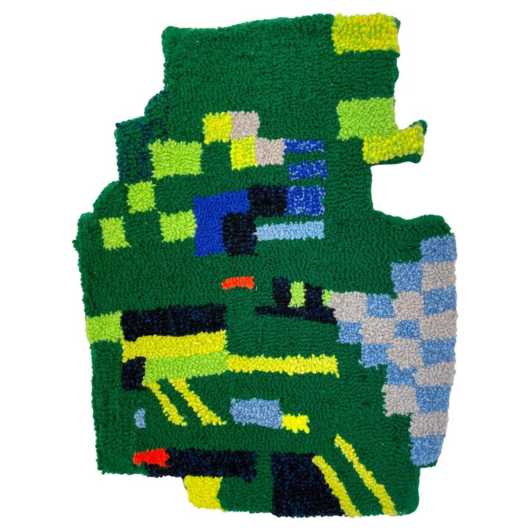 Stripe Gridded Line Geometric Color field Tufted Wall Hanging Rug ...