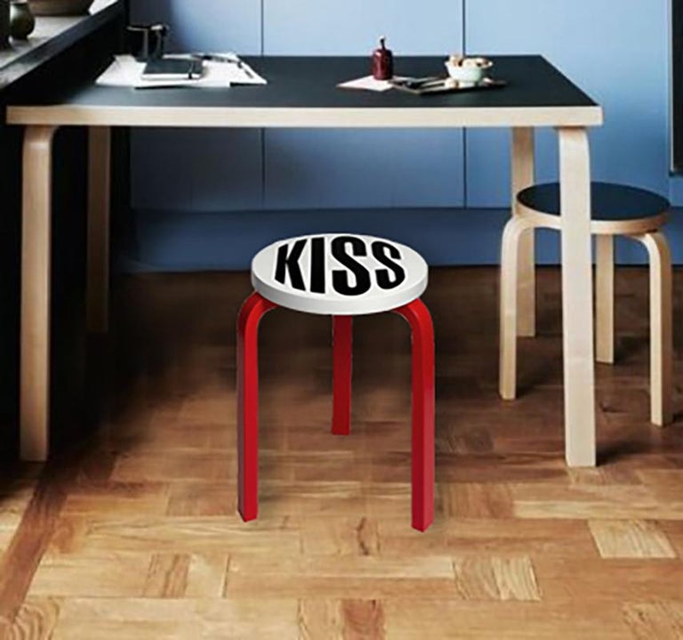 Untitled 'Kiss' Stool by Barbara Kruger For Sale at 1stDibs