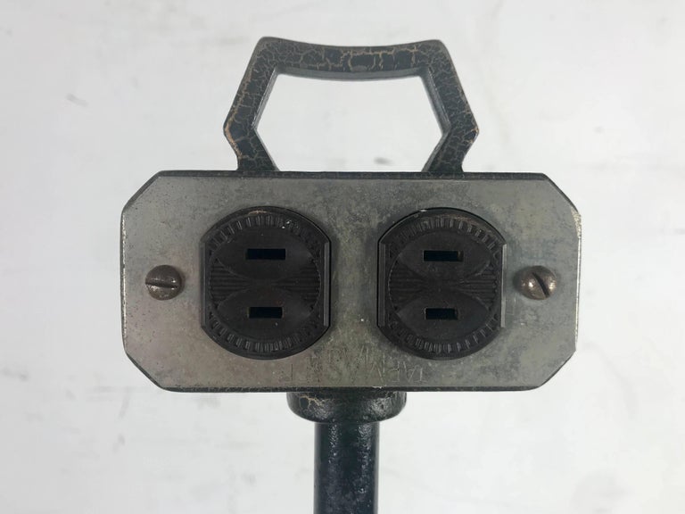 Unusual 1920s Standing Art Deco Cast Iron Four Outlet Extension Cord at ...