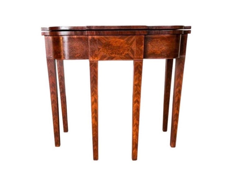 Unusual 19th Century American Classical Flame Mahogany 6 Leg Card Table ...