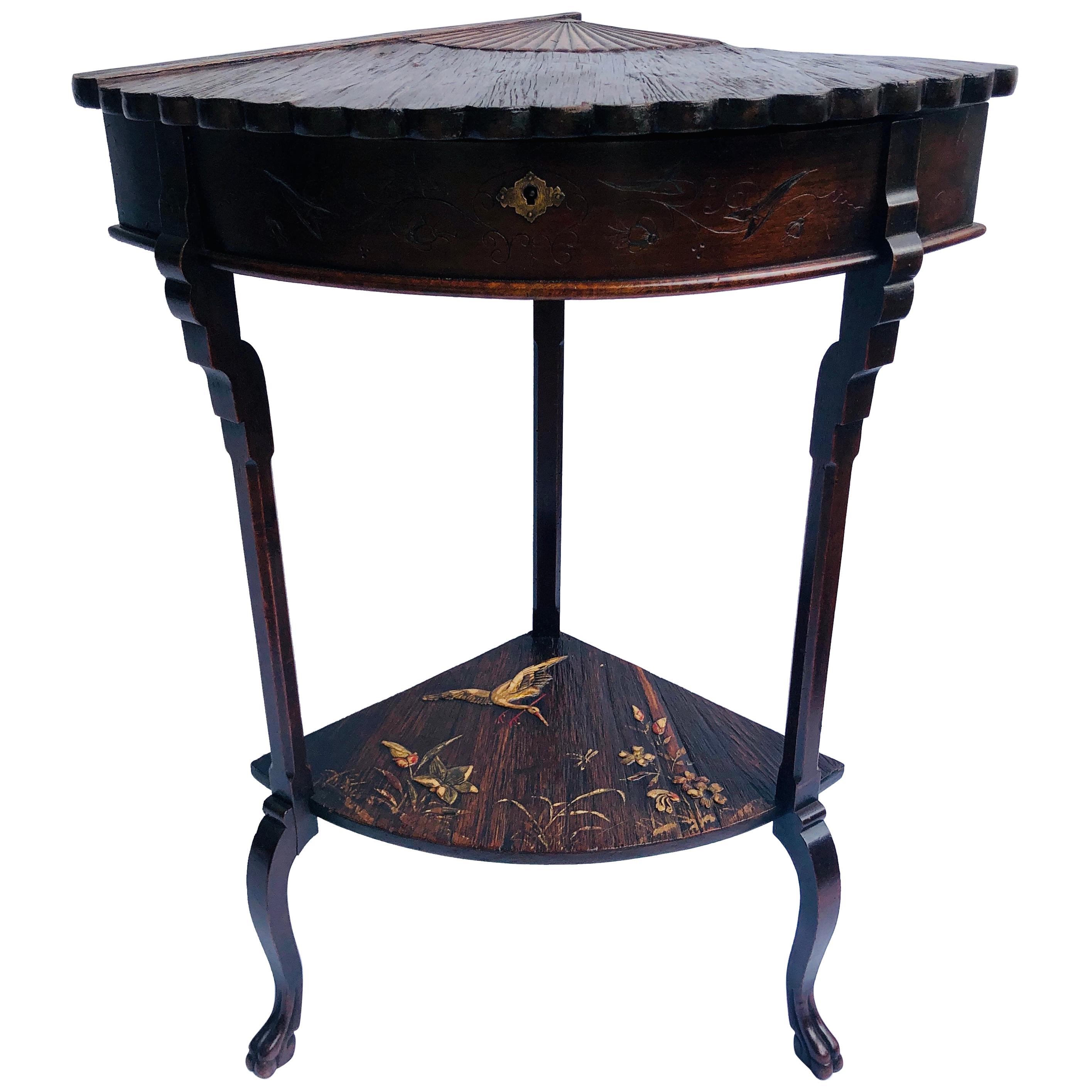 Unusual 19th Century Antique Meiji Period Hardwood Corner Table at 1stDibs