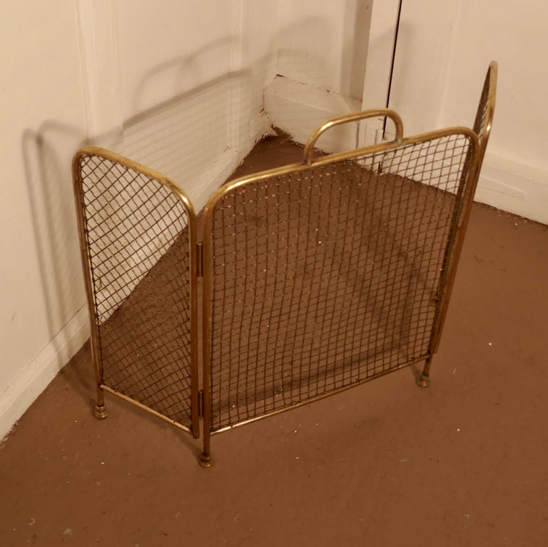 Unusual 19th Century Folding Brass Fire Guard at 1stDibs