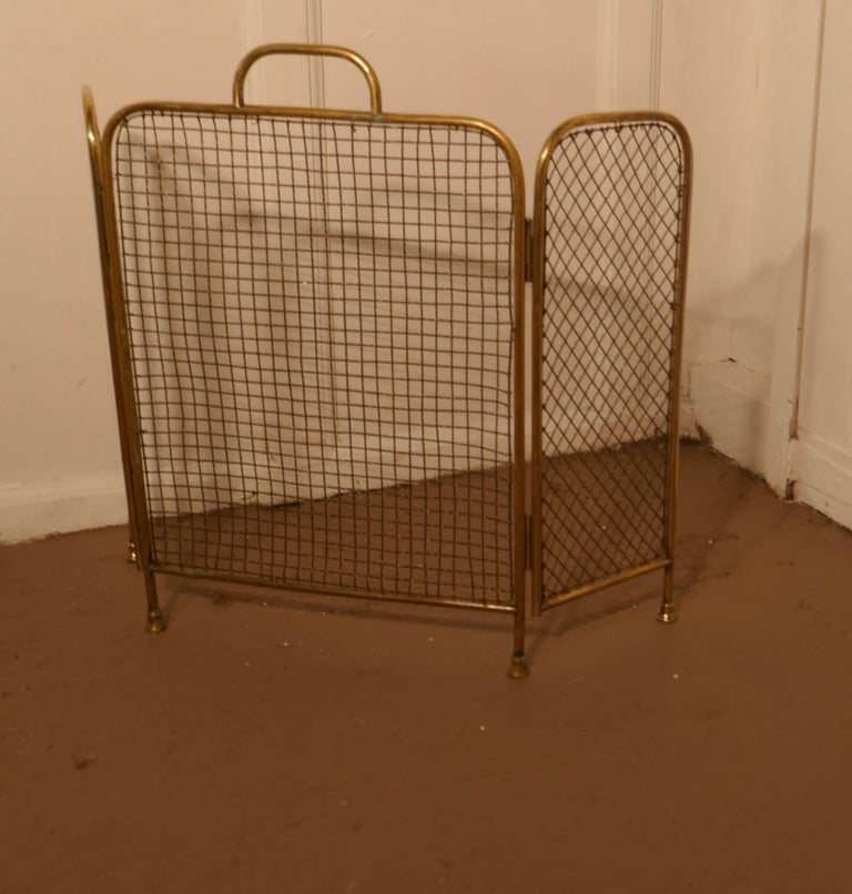 Unusual 19th Century Folding Brass Fire Guard at 1stDibs