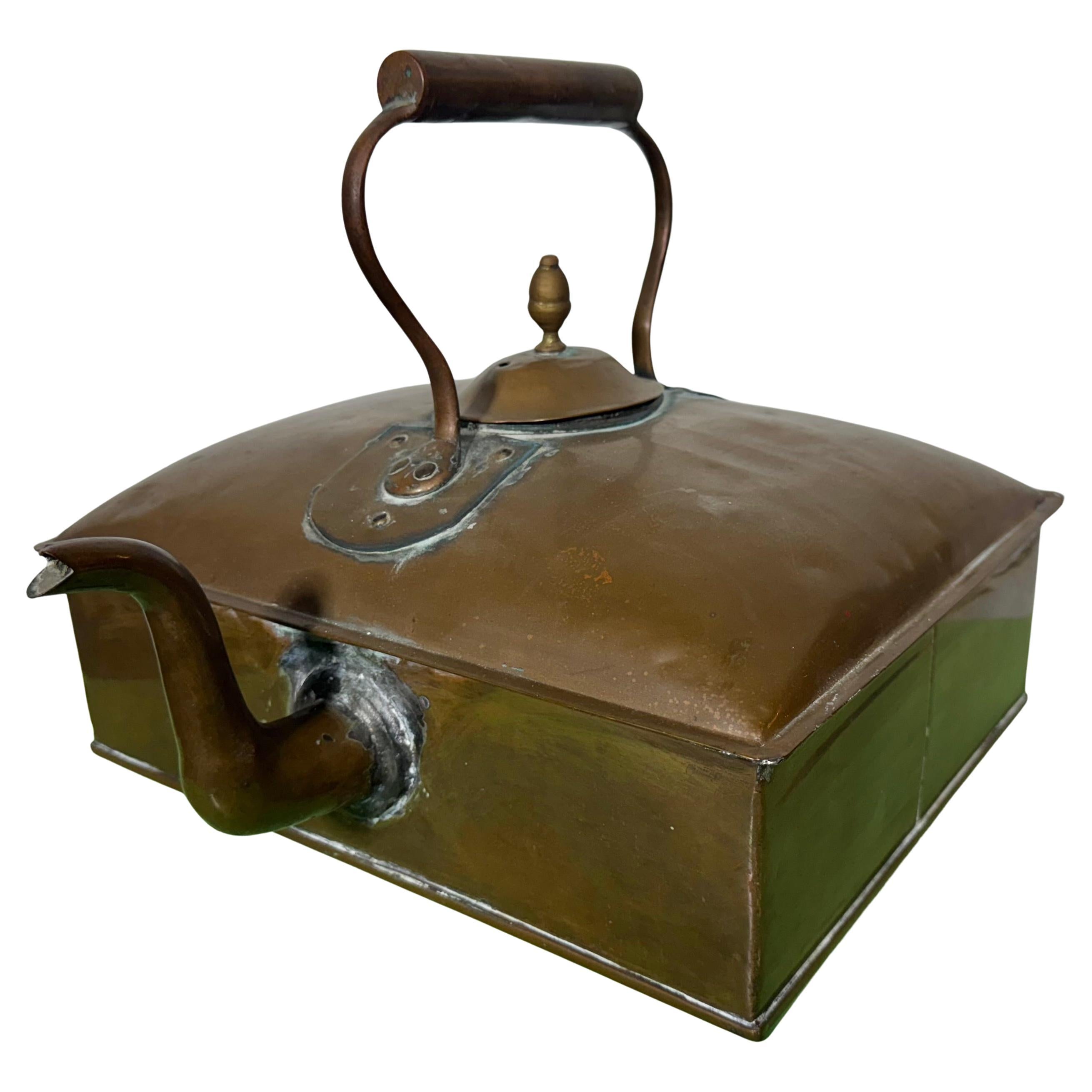 Unusual 19th Century Large Square Copper Kettle at 1stDibs