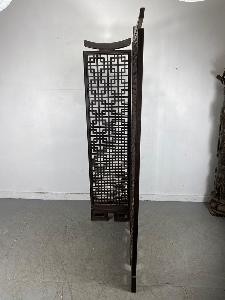 Unusual 4-Panel Traditional Meji Japanese Shoji Screen / Room Divider ...