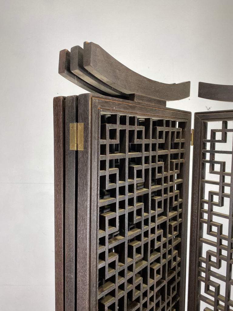 Unusual 4-Panel Traditional Meji Japanese Shoji Screen / Room Divider ...