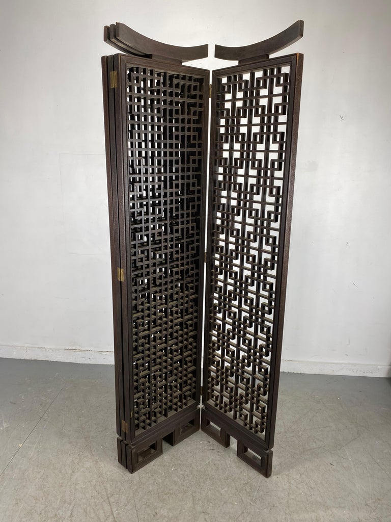 Unusual 4-Panel Traditional Meji Japanese Shoji Screen / Room Divider ...