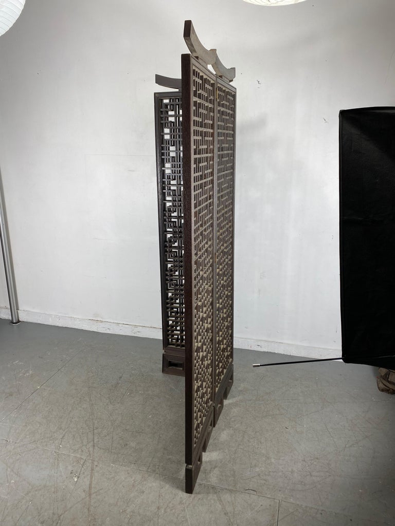 Unusual 4-Panel Traditional Meji Japanese Shoji Screen / Room Divider ...