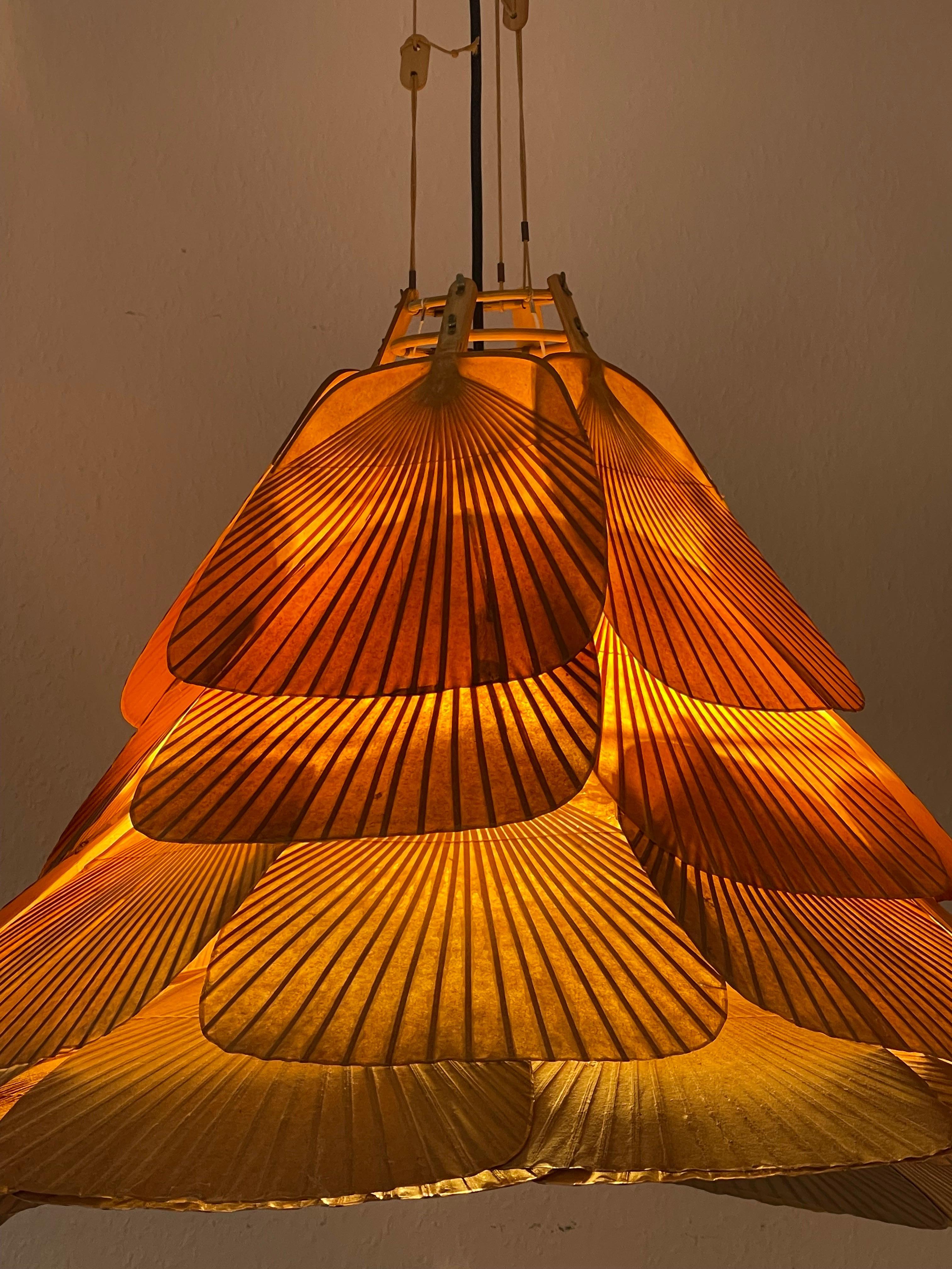 Extremely Rare Ingo Maurer 60 Fan "ROKU-JU" Uchiwa Chandelier, Design M ...