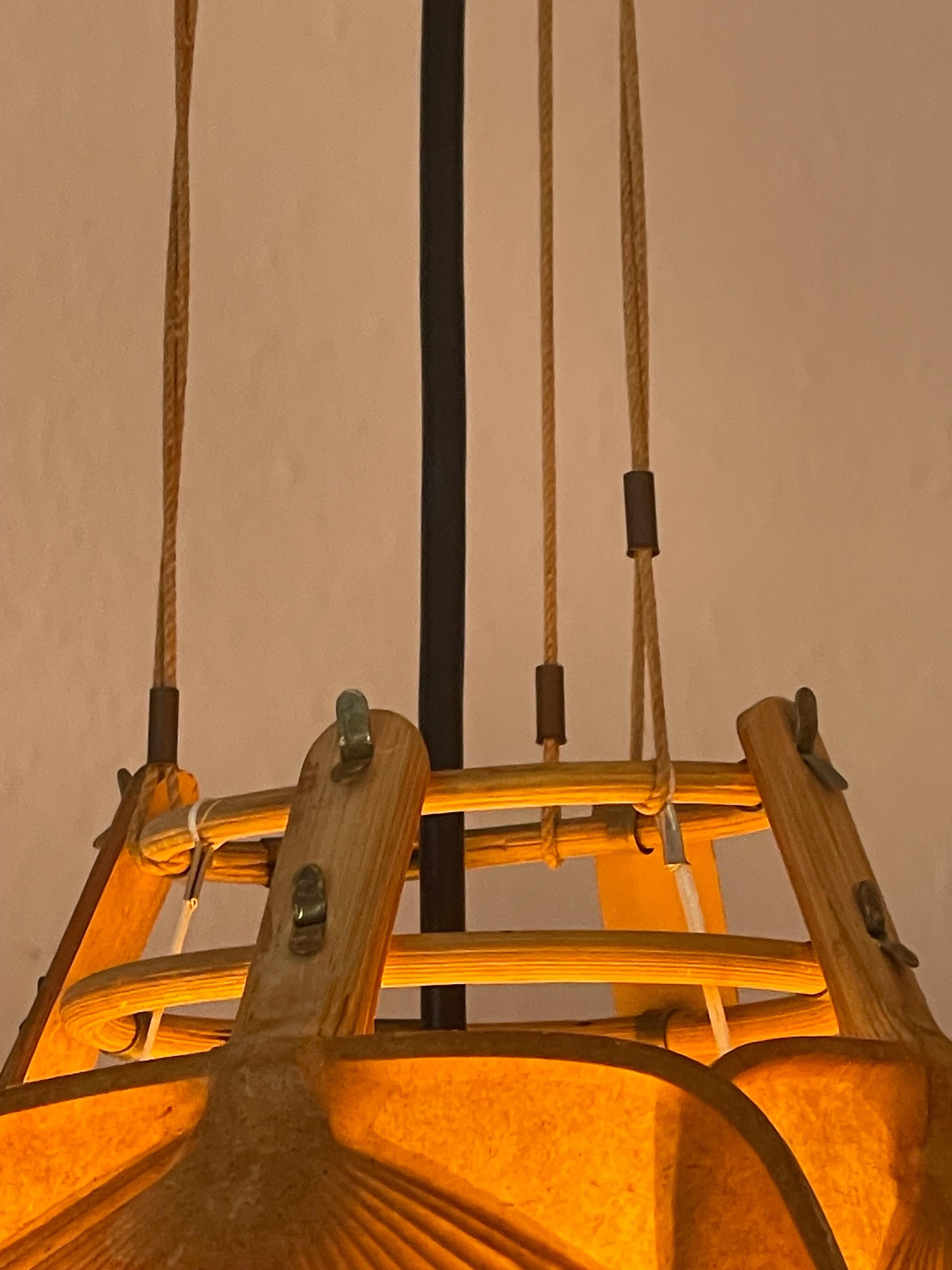 Extremely Rare Ingo Maurer 60 Fan "ROKU-JU" Uchiwa Chandelier, Design M ...