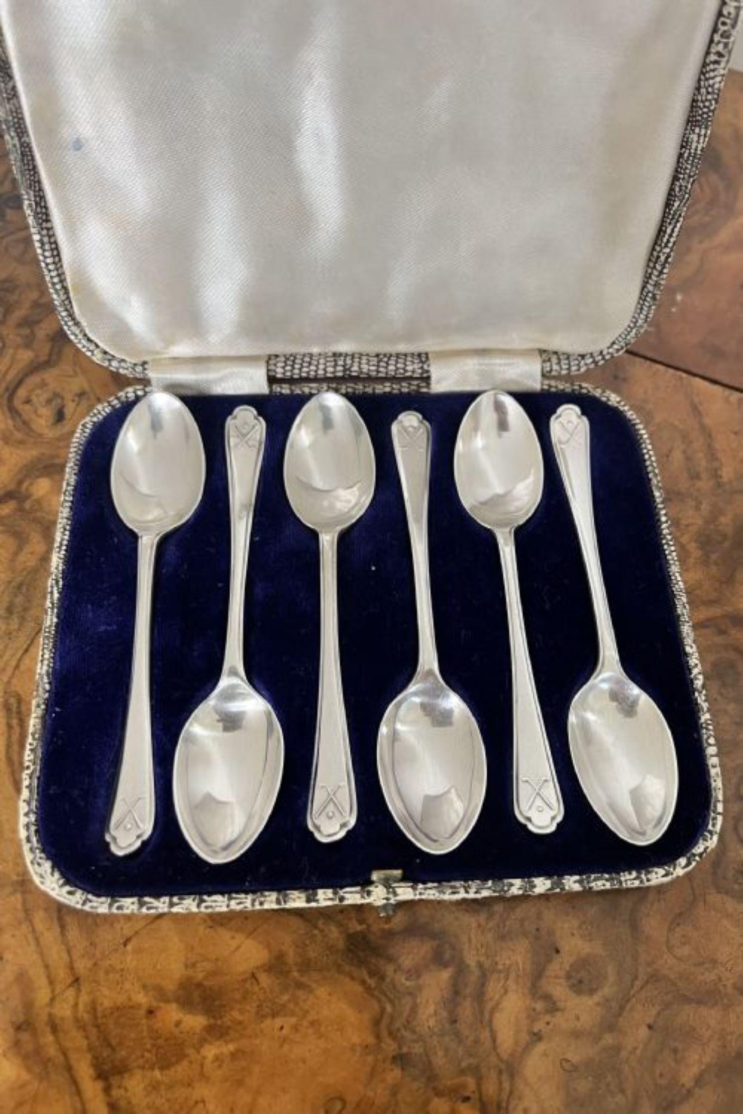 Unusual antique Edwardian silver tea spoon sets with golf club ...