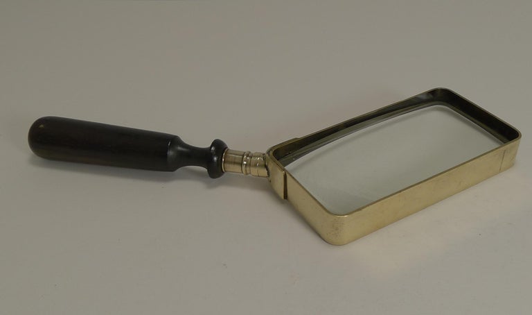 Unusual Antique English Brass and Ebony Magnifying Glass, circa 1900 at ...