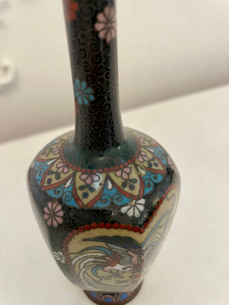 Unusual Antique Miniature Japanese Cloisonne Vase For Sale at 1stDibs