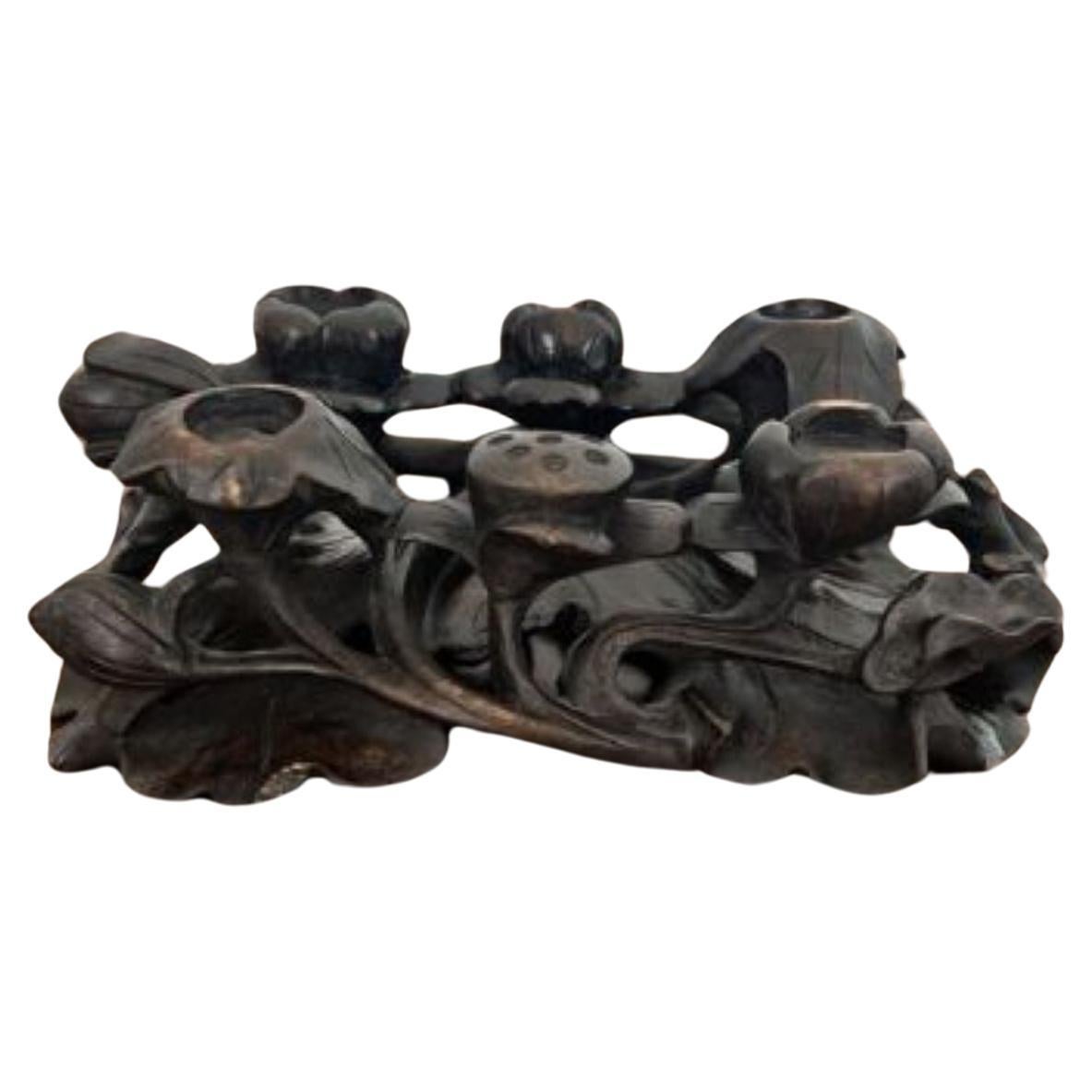 Unusual antique quality Chinese carved wooden stand For Sale at 1stDibs