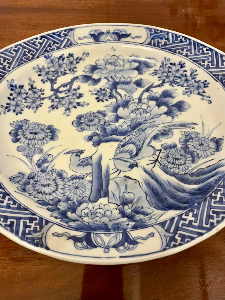 Unusual Antique Quality Japanese Blue and White Imari Dish For Sale at ...