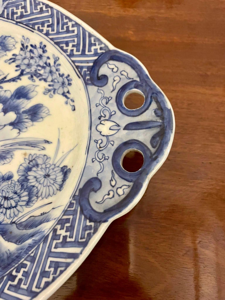 Unusual Antique Quality Japanese Blue and White Imari Dish For Sale at ...