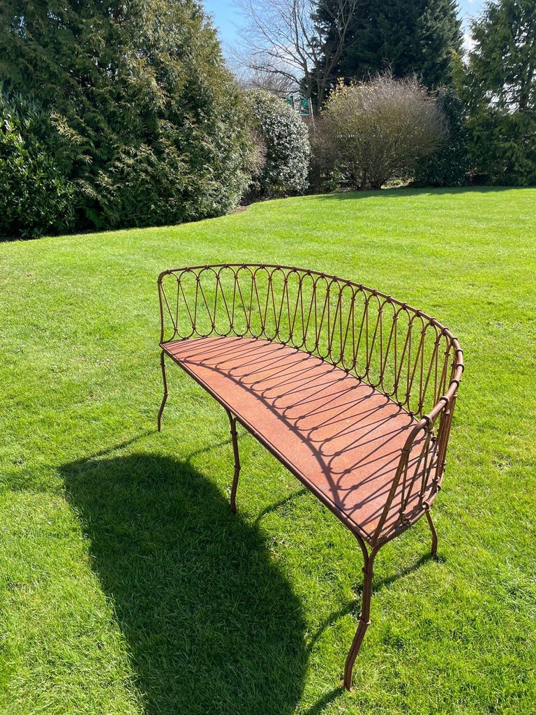 Unusual Antique Regency Wrought Iron Shaped Garden Bench For Sale at ...