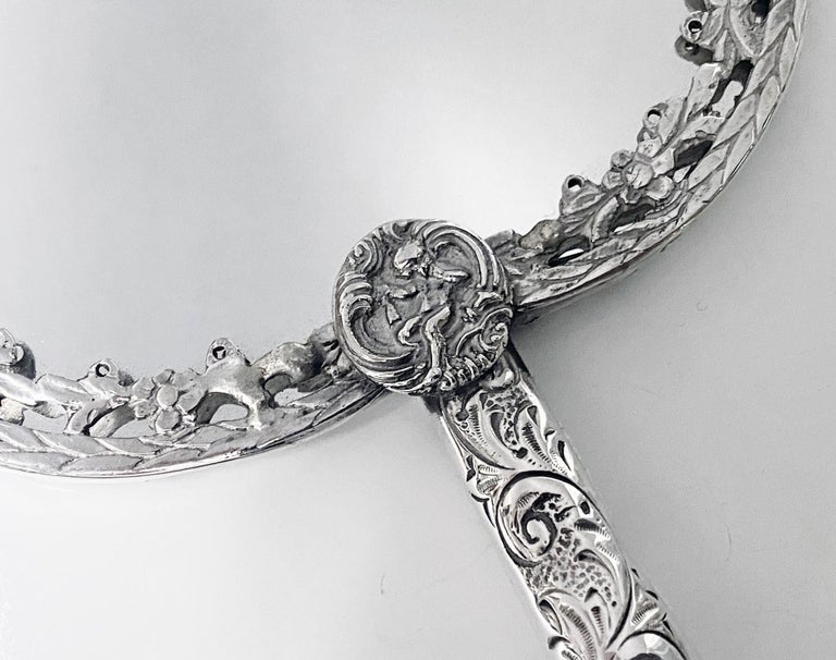 Unusual Antique Silver Hand Mirror, London 1880 Robert Humphries For ...