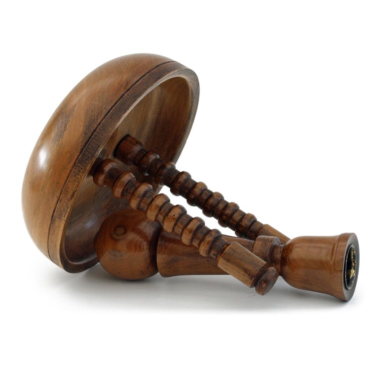Unusual Antique Treen Carved Gimbal Ship Candlestick, 19th-20th Century ...