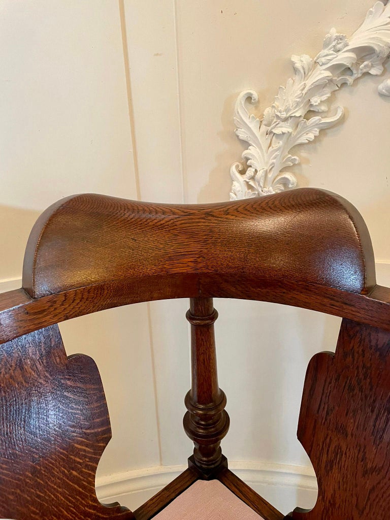 Unusual Antique Victorian Oak Corner Chair For Sale at 1stDibs