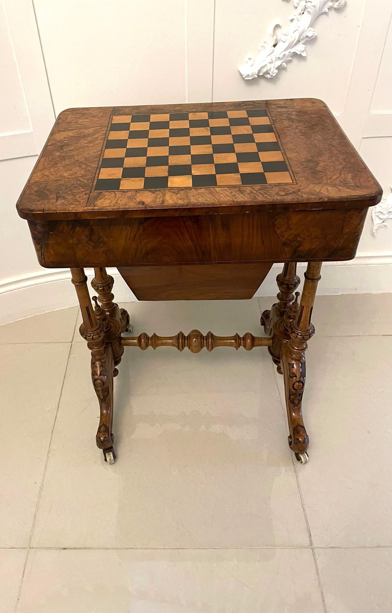 Unusual Antique Victorian Quality Burr Walnut Inlaid Games Table For ...