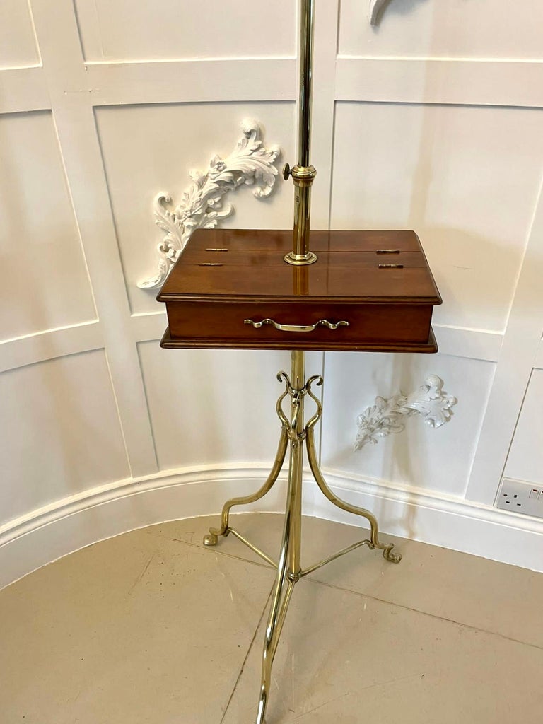 Unusual Antique Victorian Quality Mahogany and Brass Adjustable Mirror ...