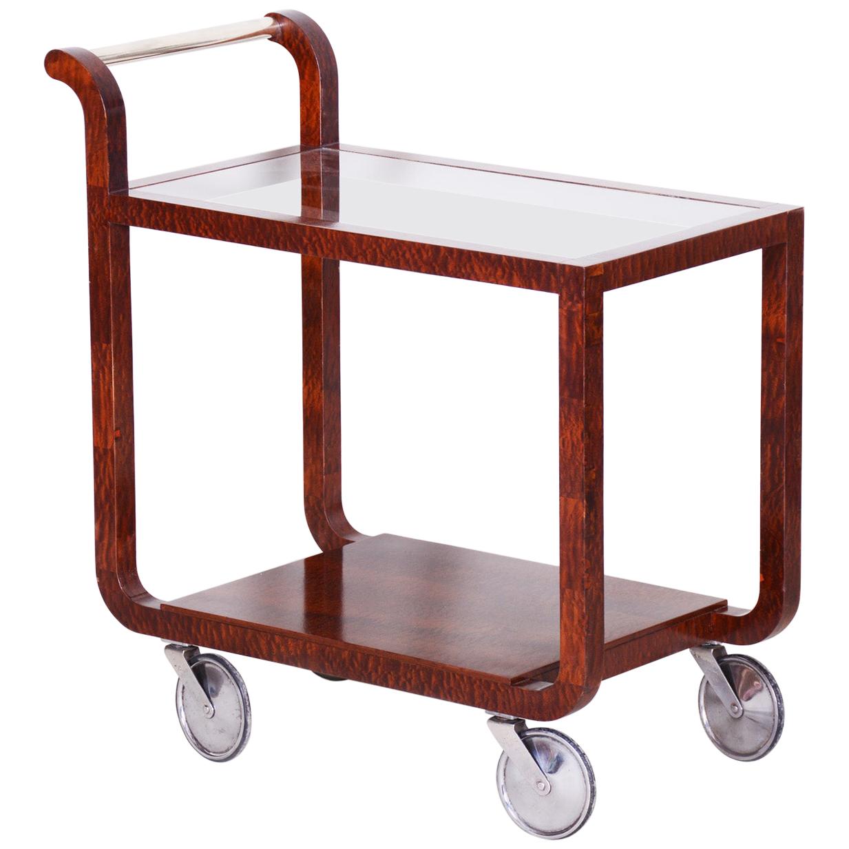 20th Century Czech Chrome Bauhaus Trolley, Completely Restored, Oak ...