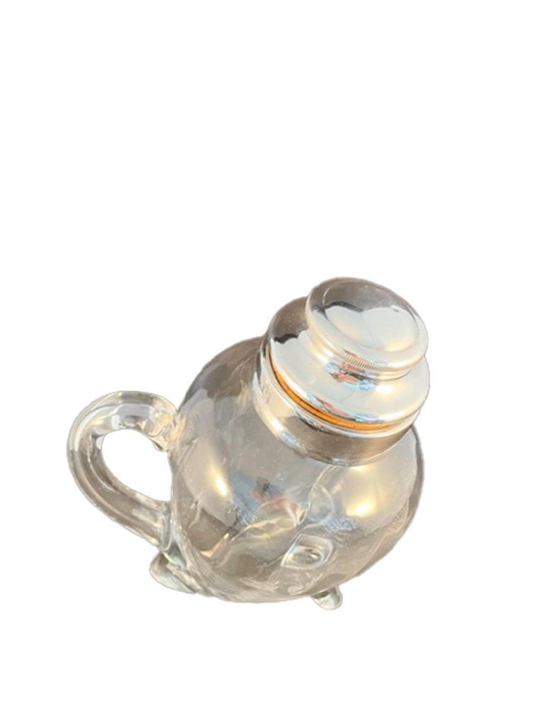 Unusual Art Deco Glass Cocktail Shaker of 'Duck' Form with Silver Plate ...