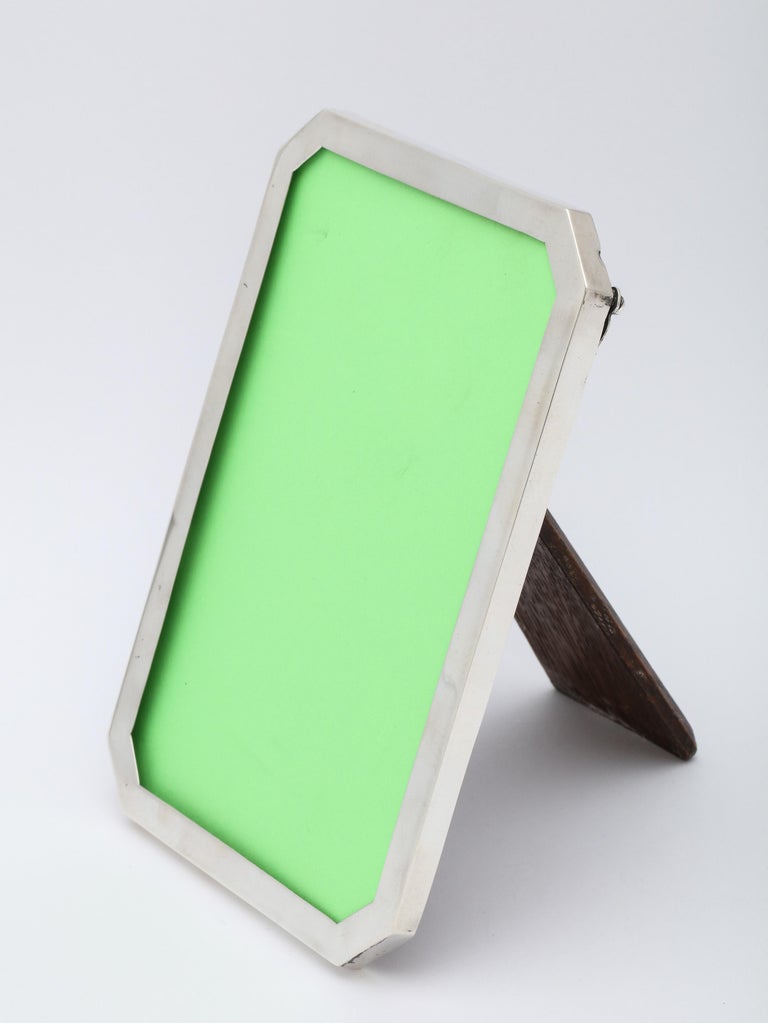 Unusual Art Deco Sterling Silver Octagonal Picture Frame with Wood Back ...