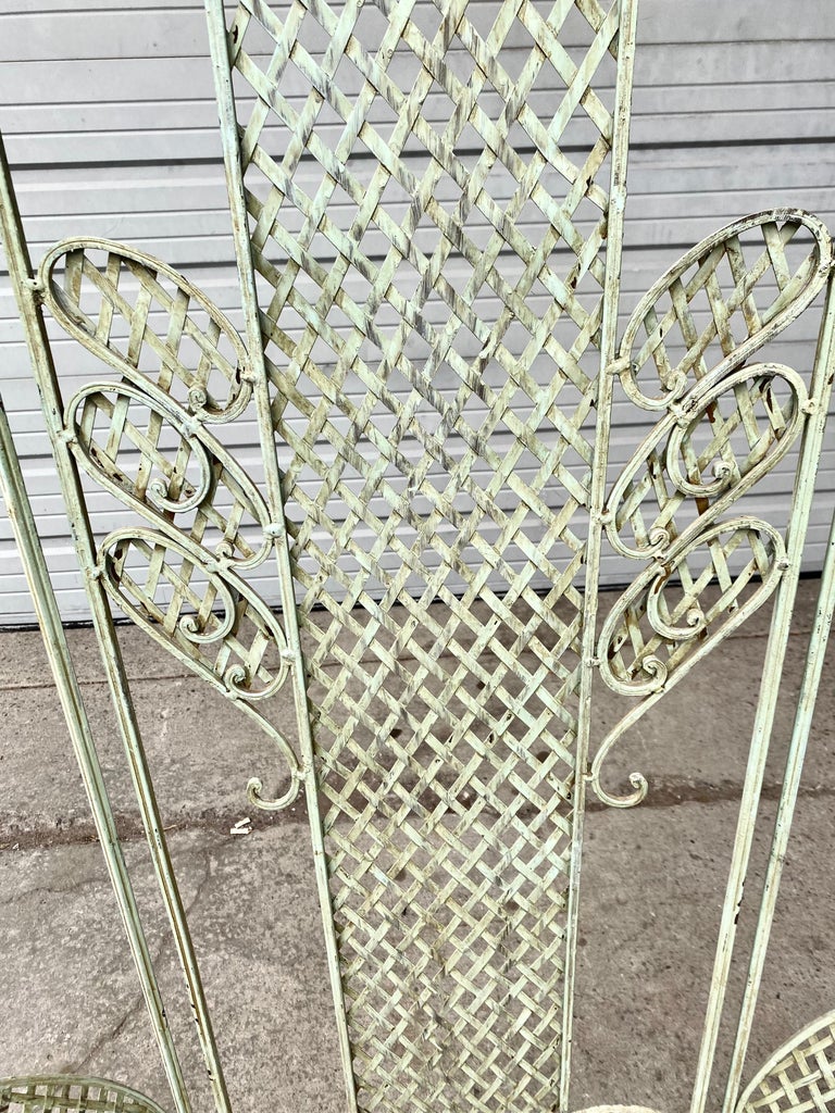 Unusual Art Nouveau Style 3 Panel Decorative Wrought Iron Screen ...