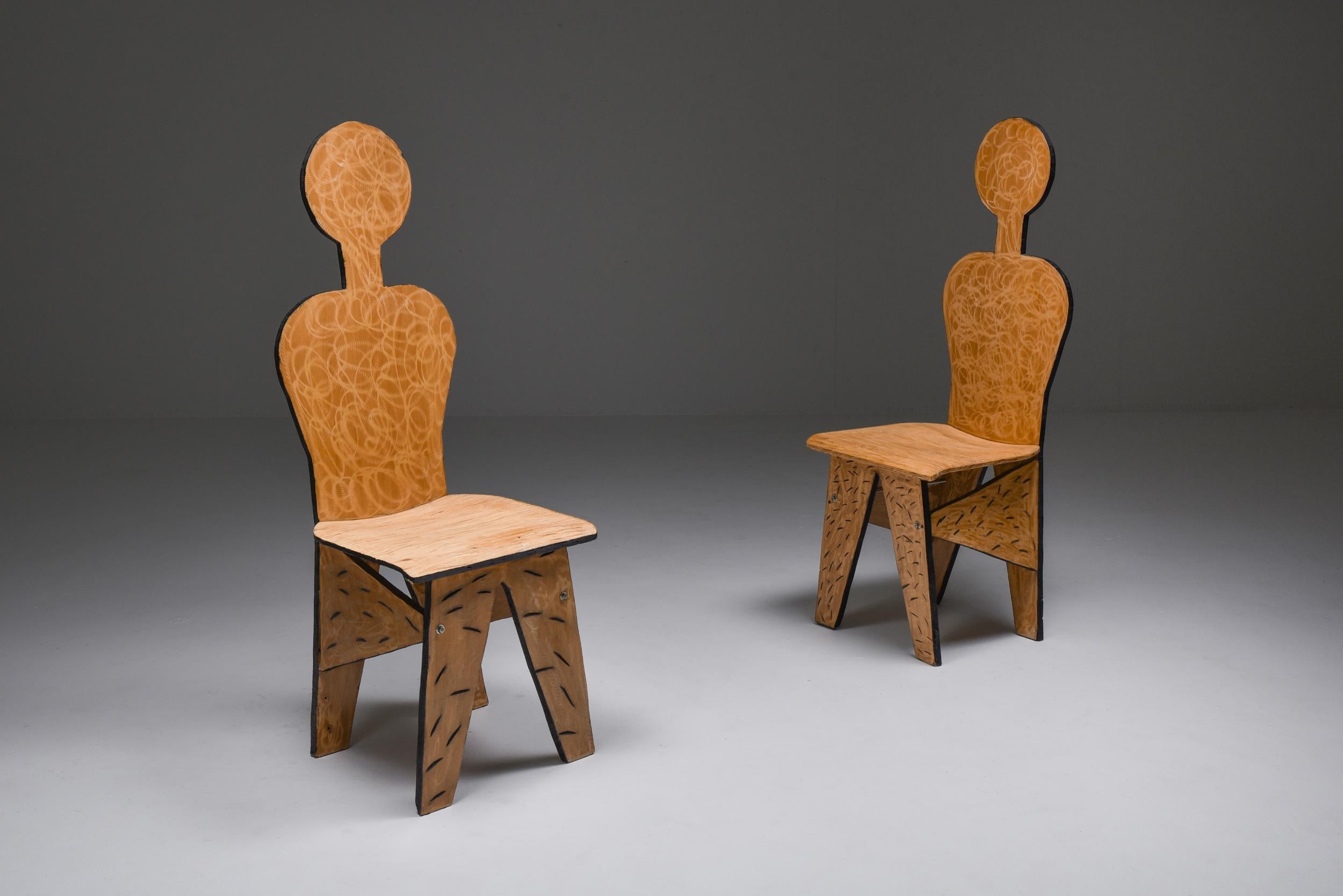 Unusual Artist Chairs, Italy, 1980s at 1stDibs