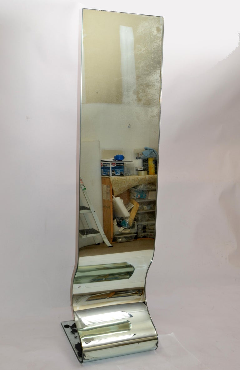 Unusual Bend Glass Full Body Rectangular Floor Mirror Mid-Century ...
