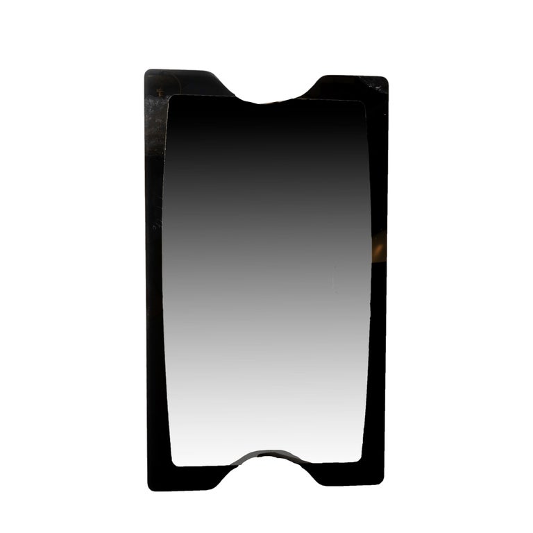Unusual Black Glass Surround Mirror with Brass Details at 1stDibs ...