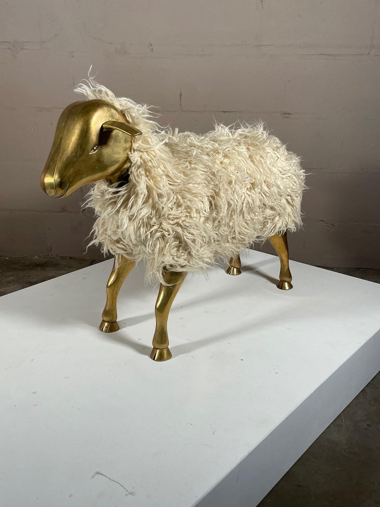 Unusual Brass Sheep Footstool at 1stDibs
