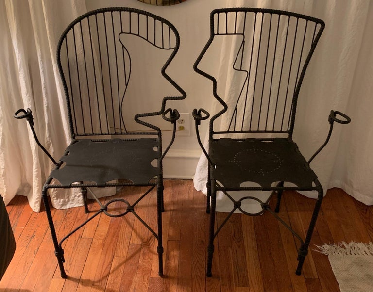 Sculptural Iron Face Chairs by Industrial Artist Ries Niemi, 1990 For ...