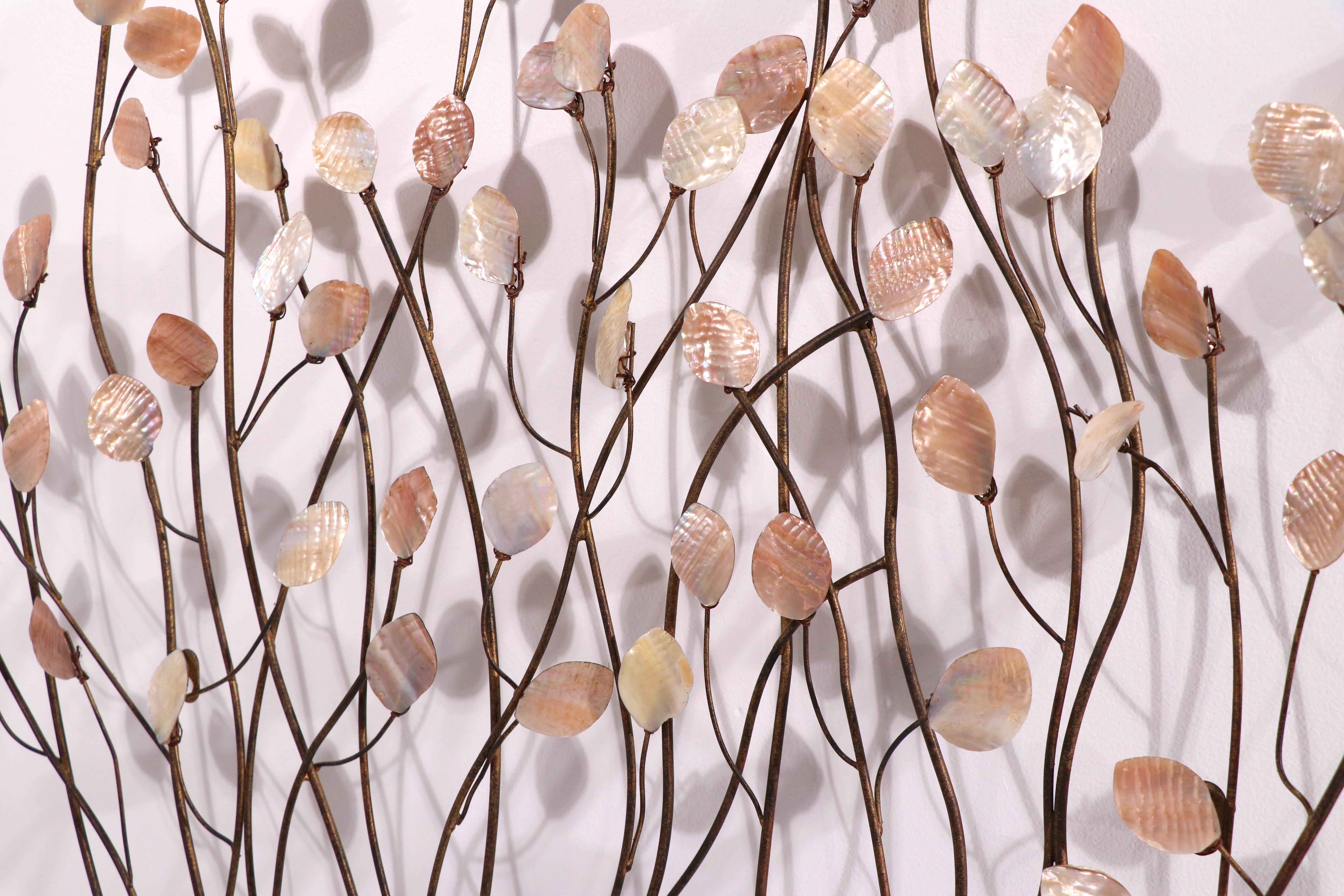 Unusual Brutalist Tree Wall Sculpture Wrought Iron and Shell Att. to ...