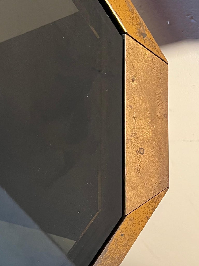 Brass And Black Glass Console Ron Seff, 1970's For Sale at 1stDibs