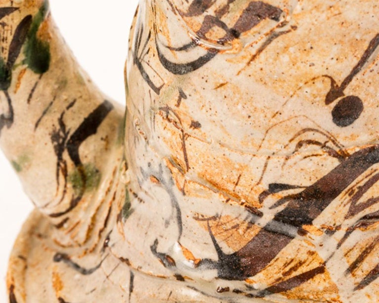 Unusual Contemporary Japanese Oribe Pottery Covered Jug at 1stDibs