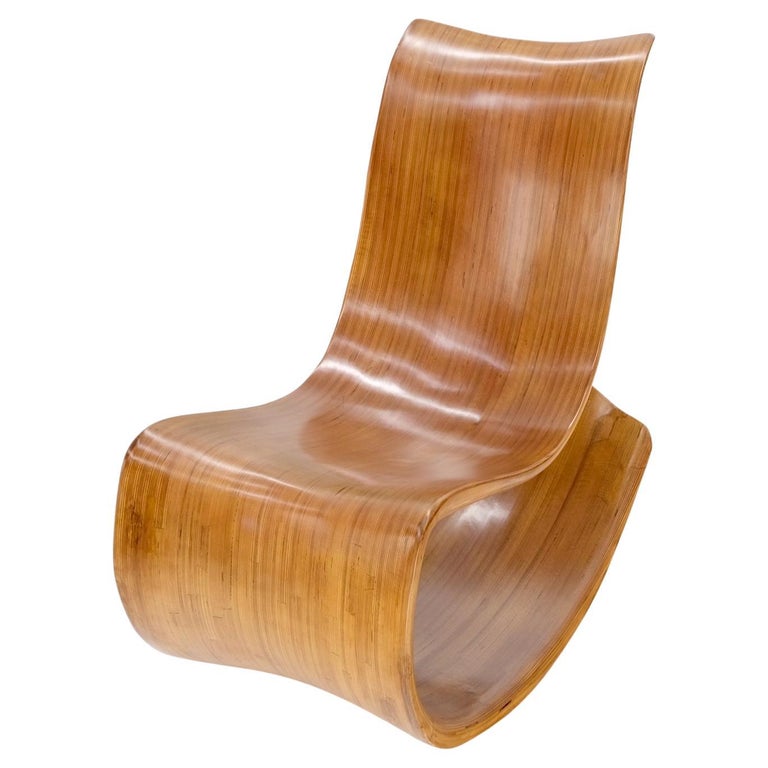 Unusual Cradle Shape Seat One Piece of S Curve Molded Wood Rocking ...