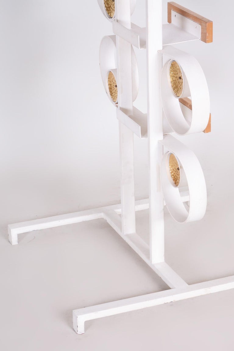 Unusual Czech Metal White Room Divider Wall Unit, Brass Details, 1950s ...