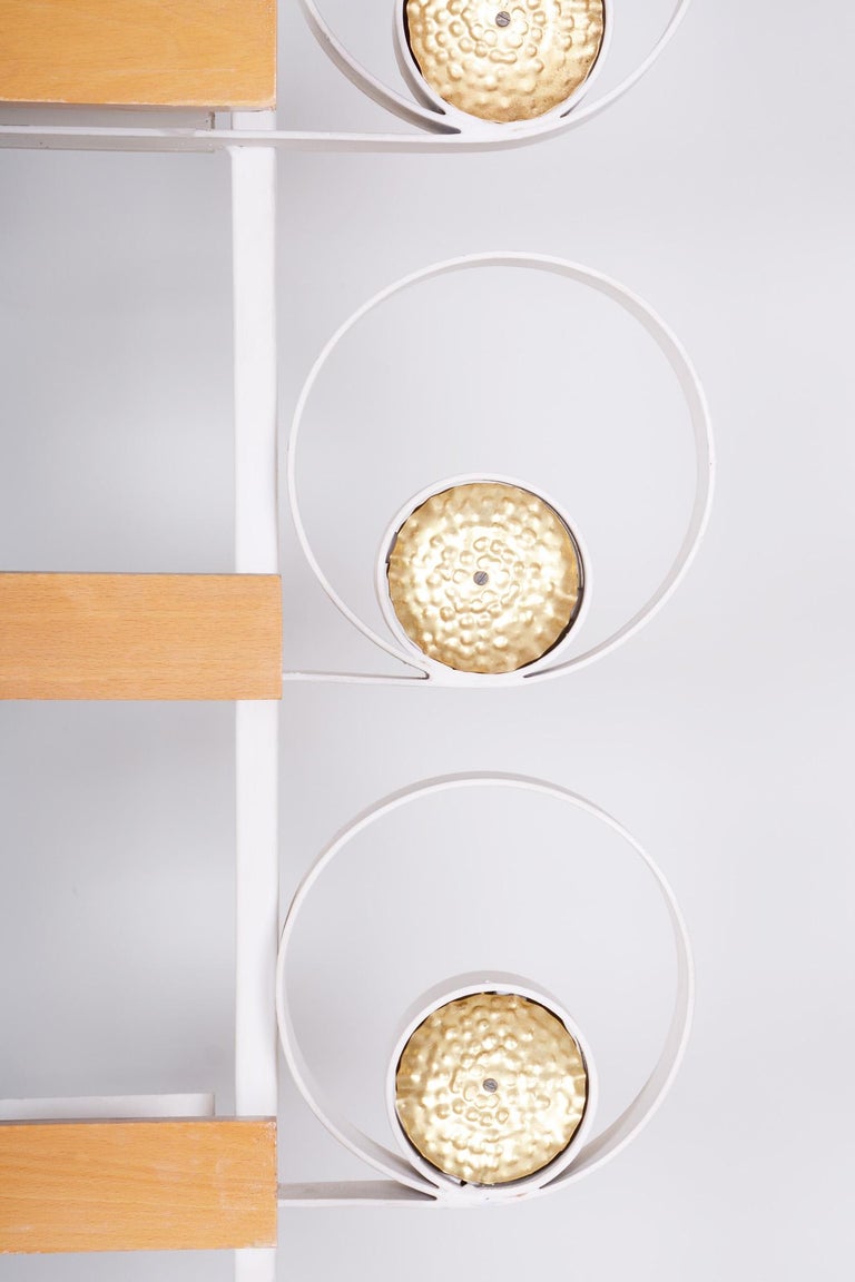 Unusual Czech Metal White Room Divider Wall Unit, Brass Details, 1950s ...