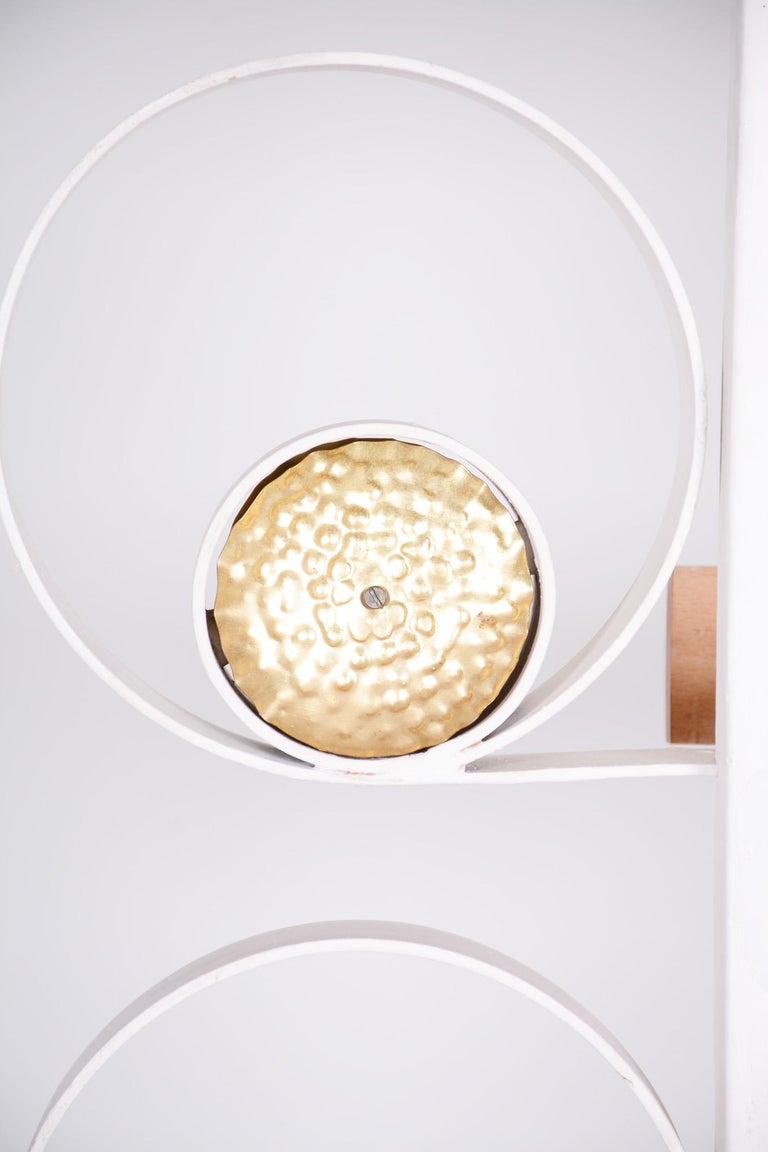 Unusual Czech Metal White Room Divider Wall Unit, Brass Details, 1950s ...