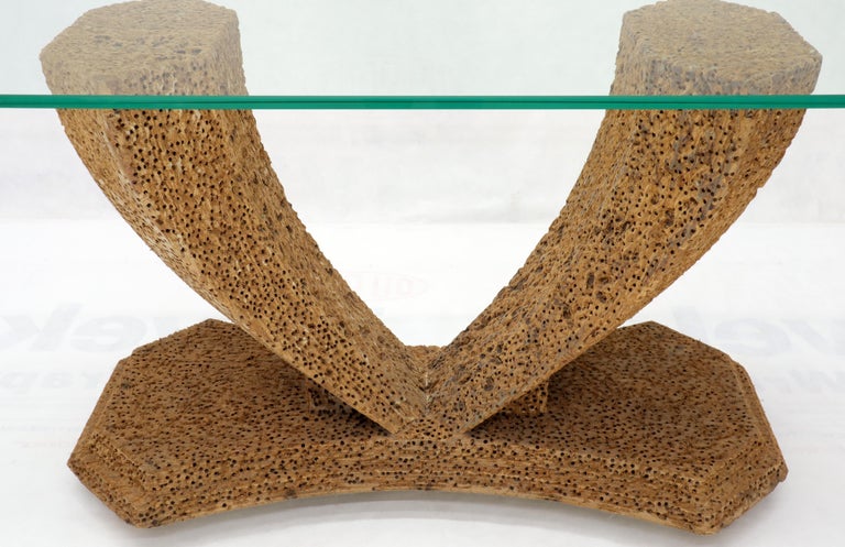 Unusual Distressed Wood V-Shape Base Large Console Sofa Table with ...