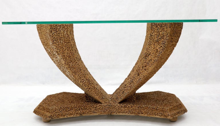 Unusual Distressed Wood V-Shape Base Large Console Sofa Table with ...