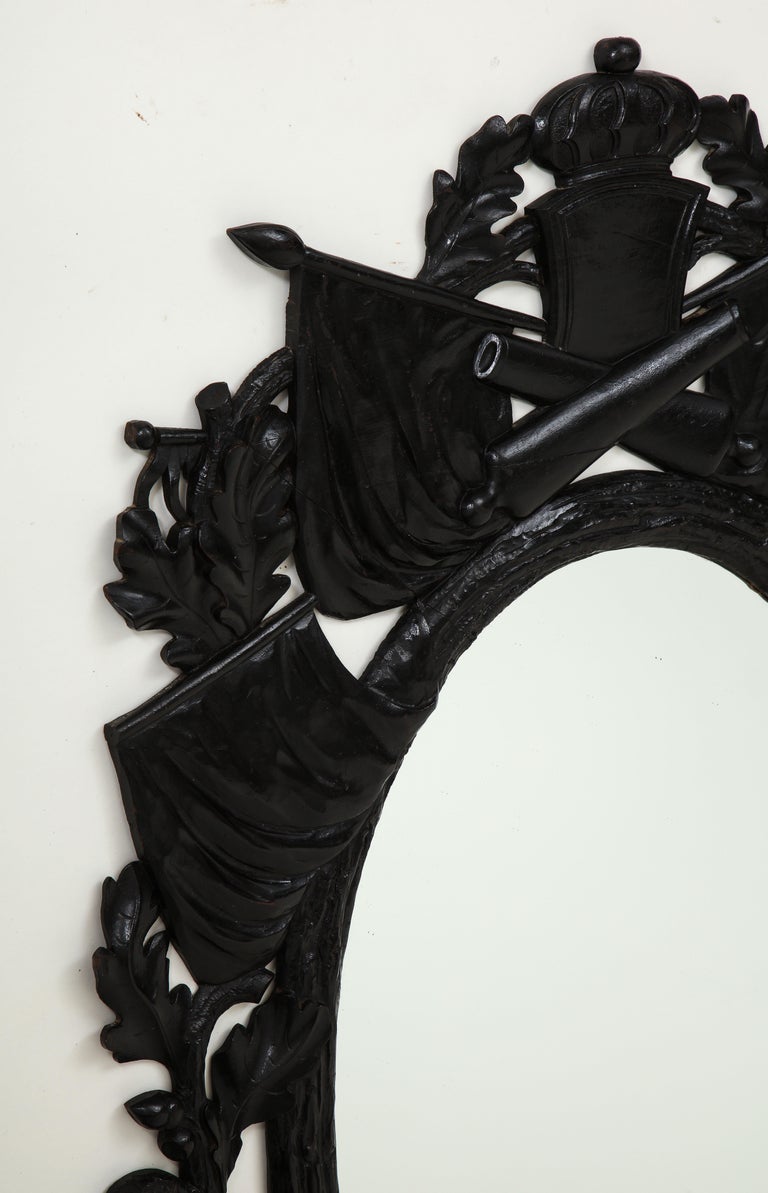 Unusual Ebonized Military Trophy Oval Mirror For Sale at 1stDibs ...