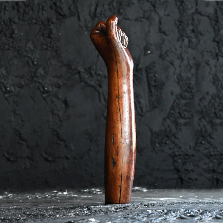 Unusual English Treen Folk Art Carved Arm For Sale at 1stDibs
