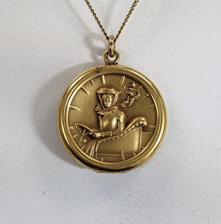 Unusual Figural Edwardian Locket, Lady Carriage Driver For Sale at 1stDibs